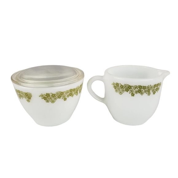 Pyrex | Dining | Vintage Set Pyrex Creamer And Corning Sugar Cuplid ...